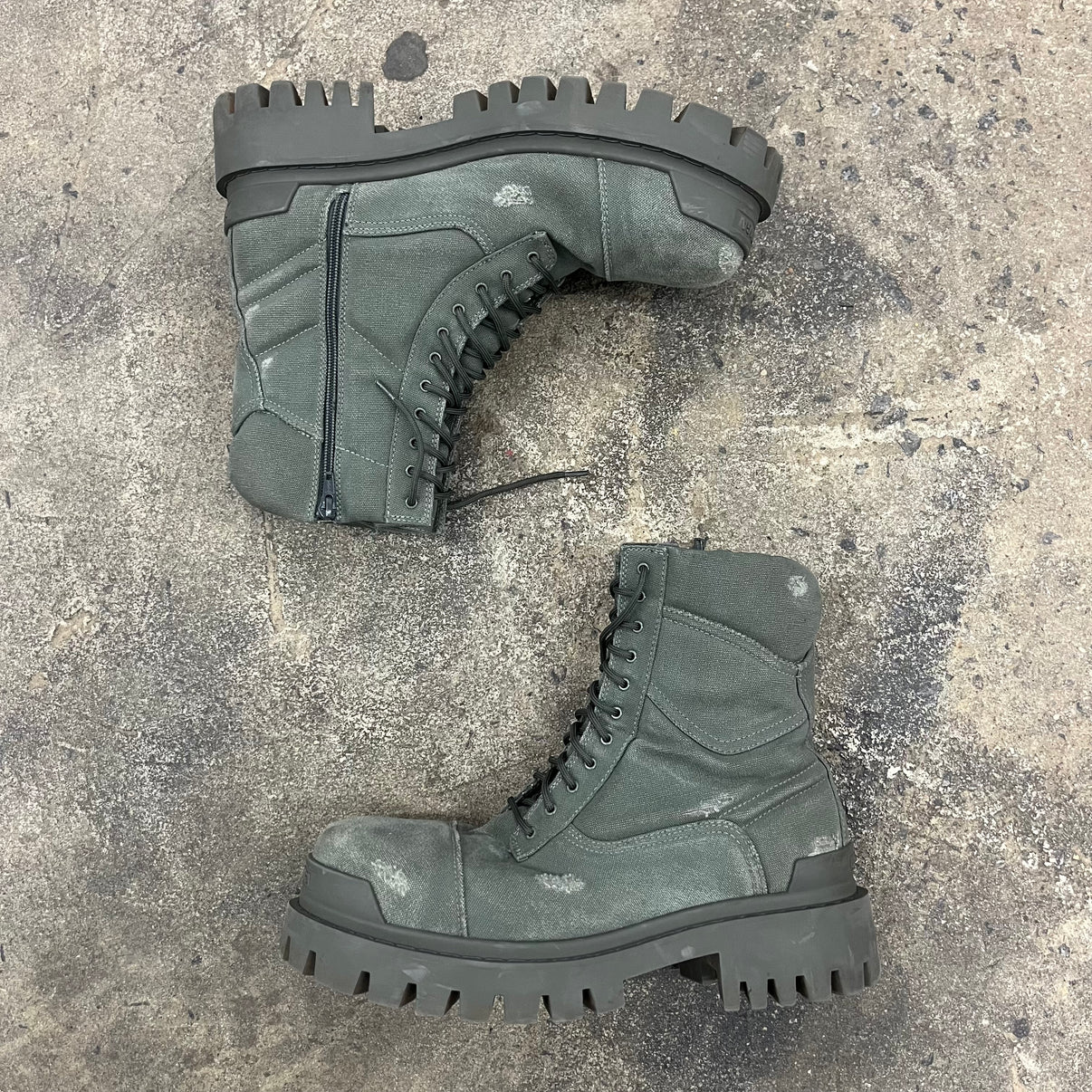 Balenciaga Green Distressed Strike Boot – Unlawful Persona